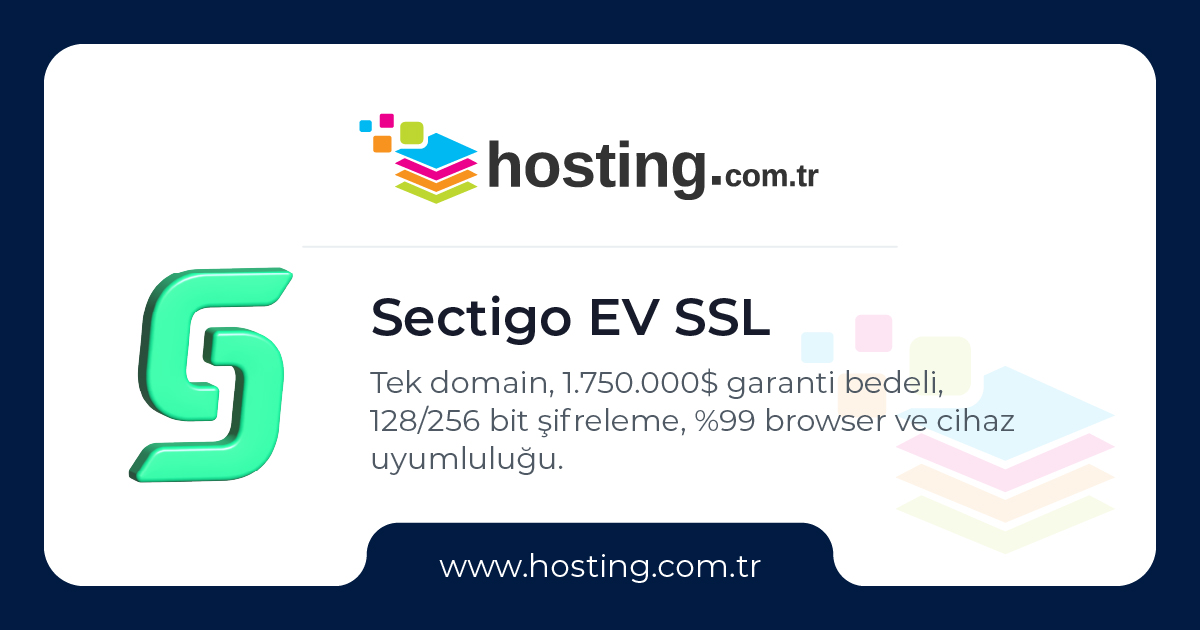 Sectigo EV SSL Sertifikası 169$'dan Başlayan Fiyatlarla | Hosting.com.tr